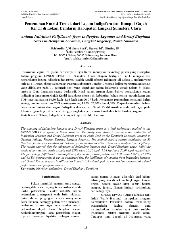 (PDF) Evaluasi Pemenuhan Nutrisi Ternak dari Legum Indigofera dan ...