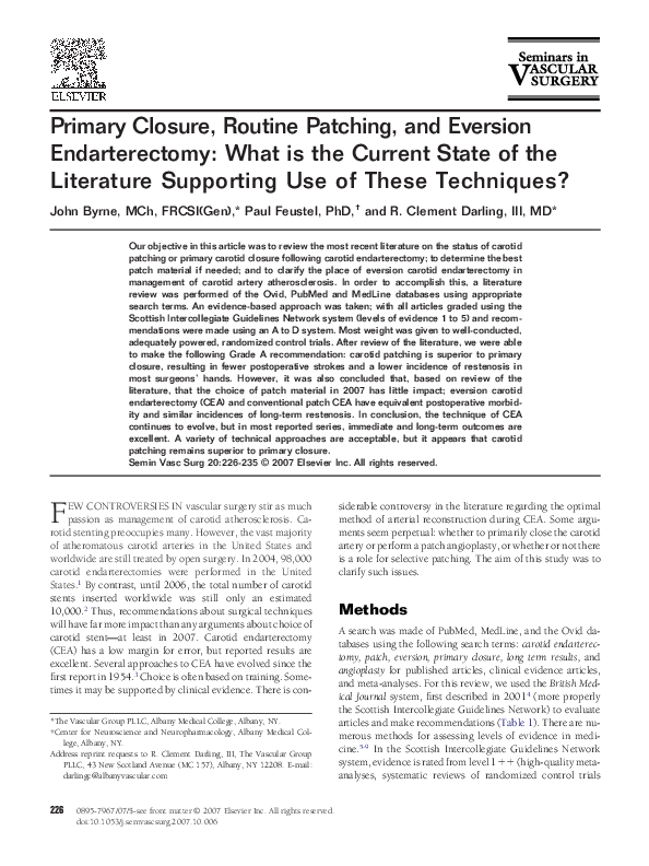(PDF) Primary Closure, Routine Patching, and Eversion Endarterectomy ...