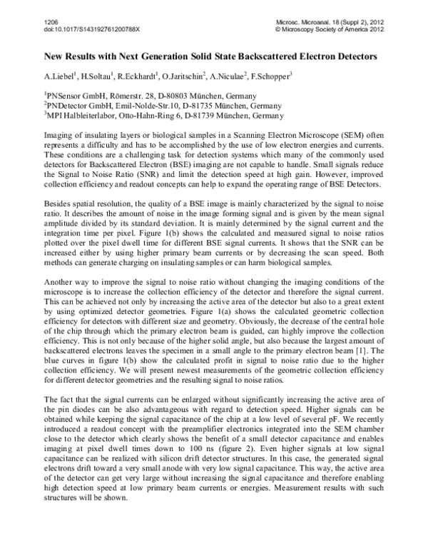 (PDF) New Results with Next Generation Solid State Backscattered Electron Detectors