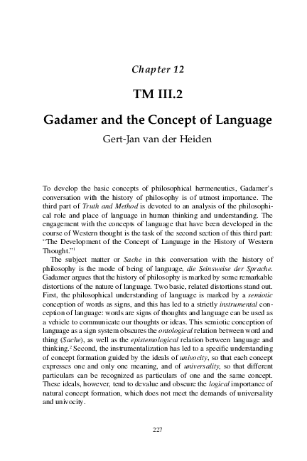 (PDF) Gadamer and the Concept of Language