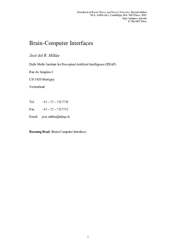 (PDF) Brain–Computer Interfaces