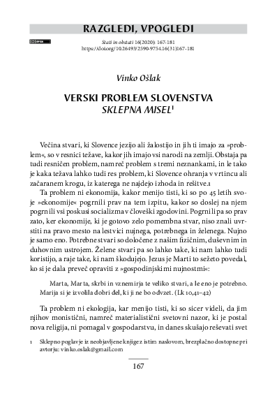 (PDF) Verski problem slovenstva: sklepna misel