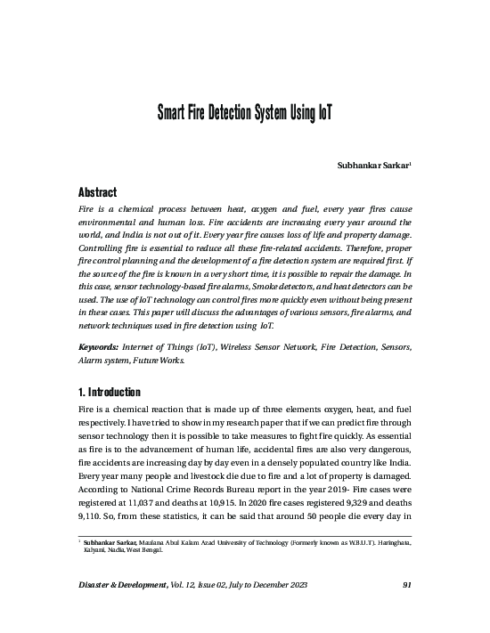 (PDF) Smart Fire Detection System Using IoT