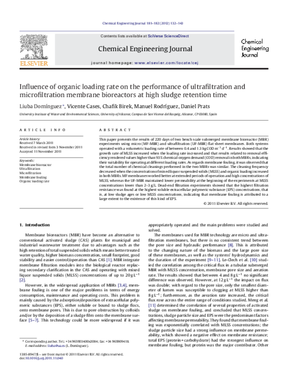 (PDF) Influence of organic loading rate on the performance of ...