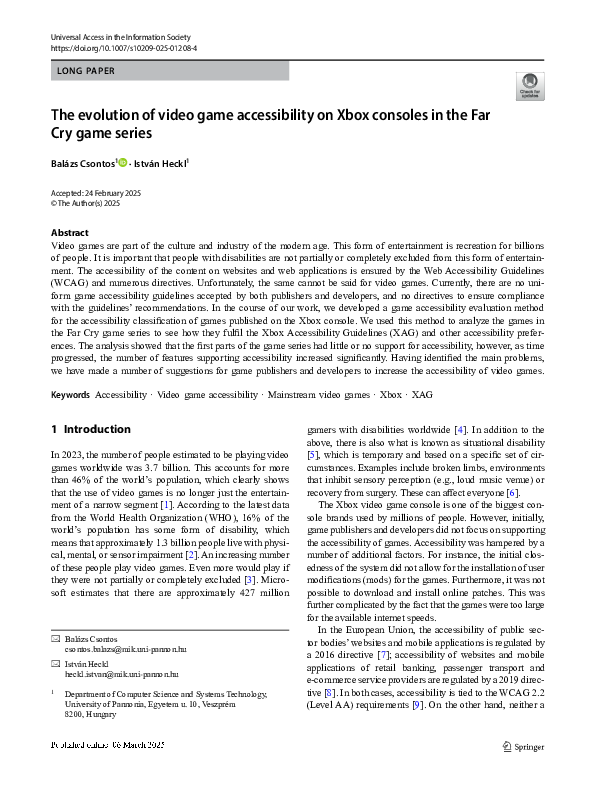 (PDF) The evolution of video game accessibility on Xbox consoles in the ...