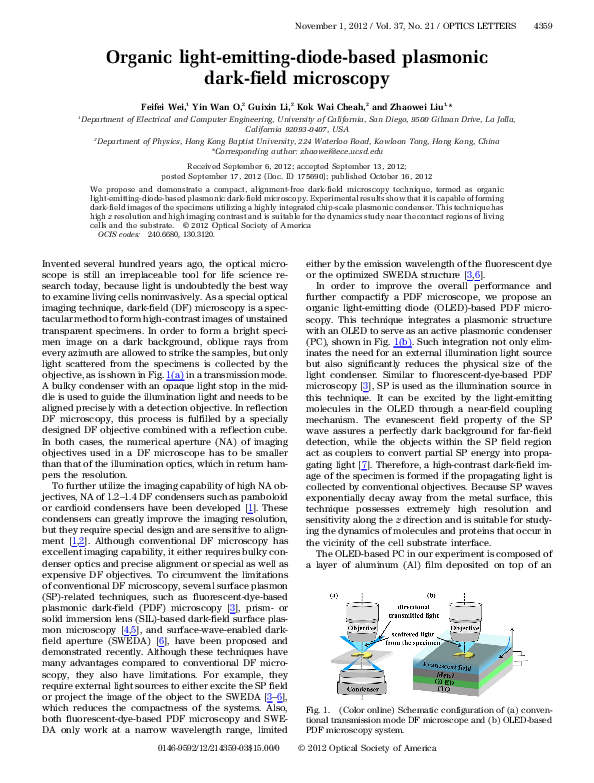 Organic light-emitting-diode-based plasmonic dark-field microscopy