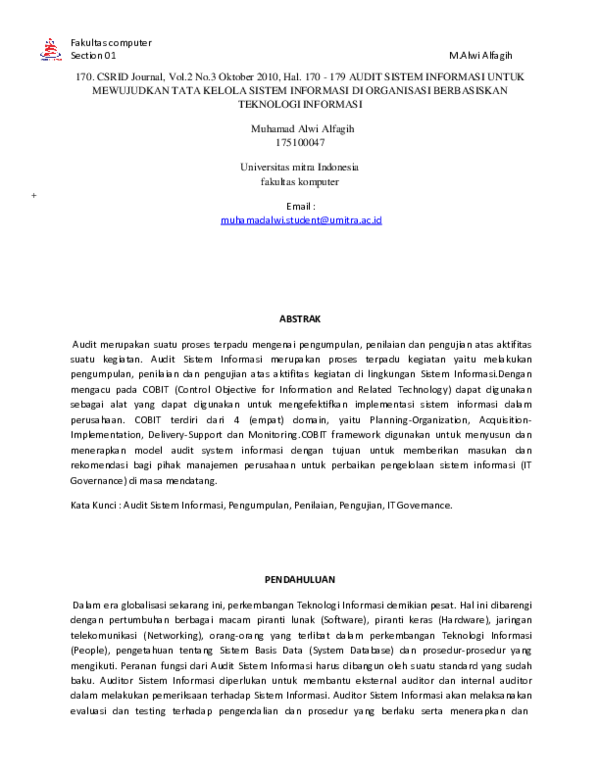 (PDF) Jurnal Audit Sistem Informasi