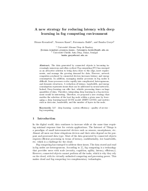 A new strategy for reducing latency with deep learning in fog computing environment
