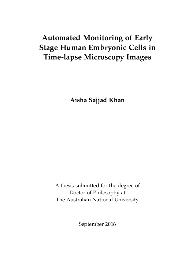(PDF) Automated monitoring of early stage human embryonic cells in time ...