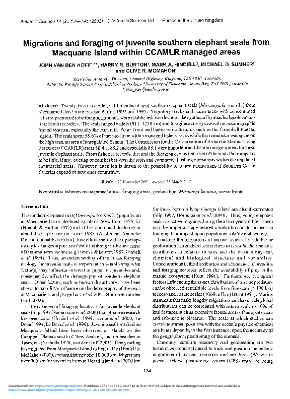 (PDF) Migrations and foraging of juvenile southern elephant seals from ...