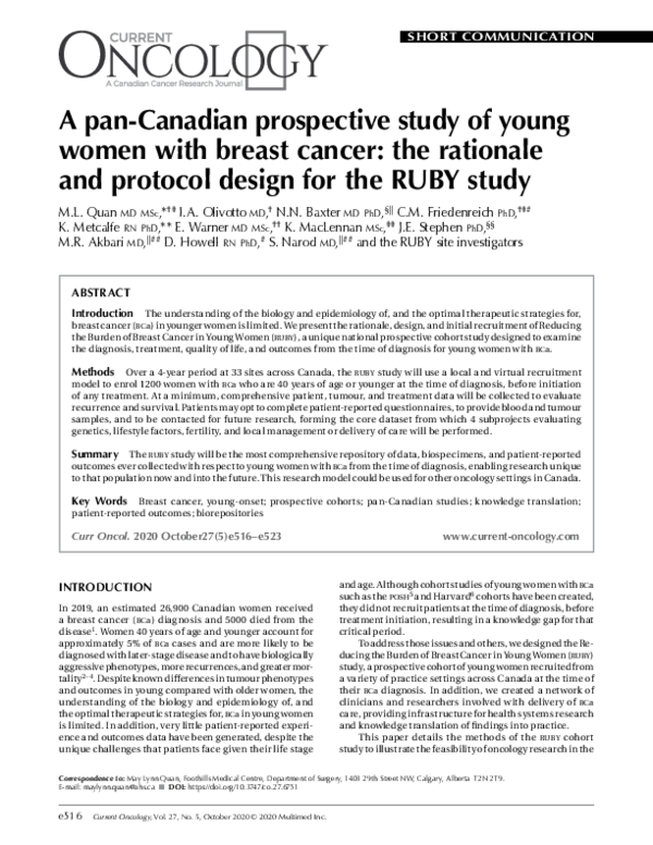 (PDF) A Pan-Canadian Prospective Study of Young Women with Breast ...