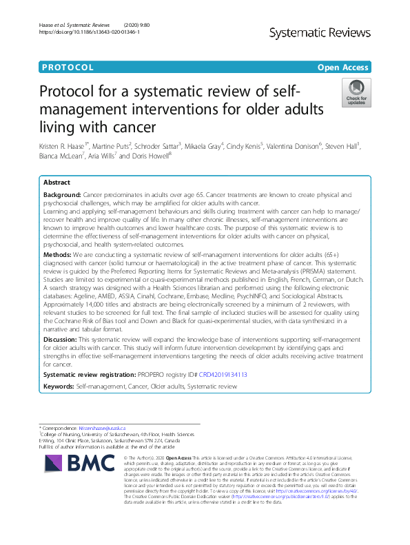 (PDF) Protocol for a systematic review of self-management interventions ...