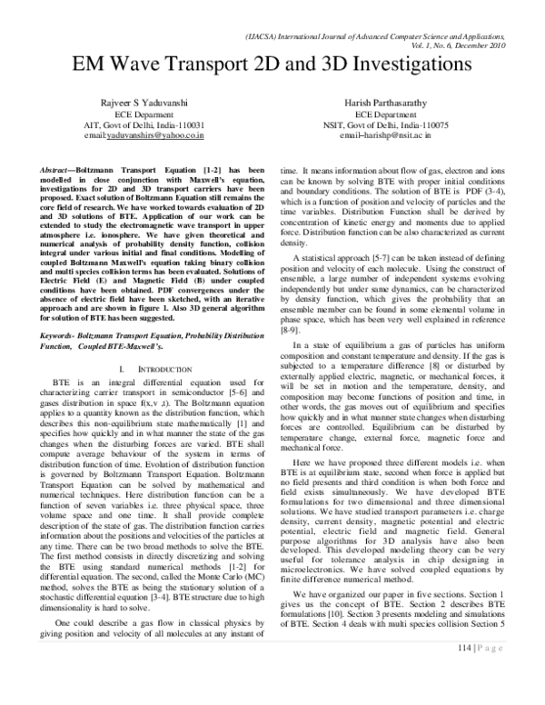 (PDF) EM Wave Transport 2D and 3D Investigations