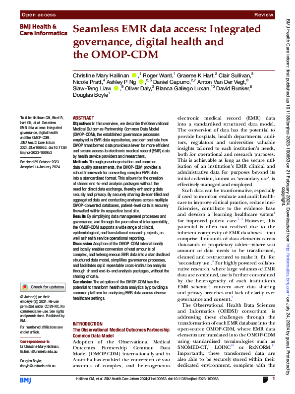 (PDF) Seamless EMR data access: Integrated governance, digital health ...