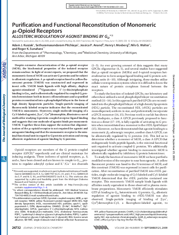 (PDF) Purification and Functional Reconstitution of Monomeric