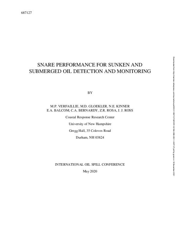 (PDF) Snare Performance for Sunken and Submerged Oil Detection and ...
