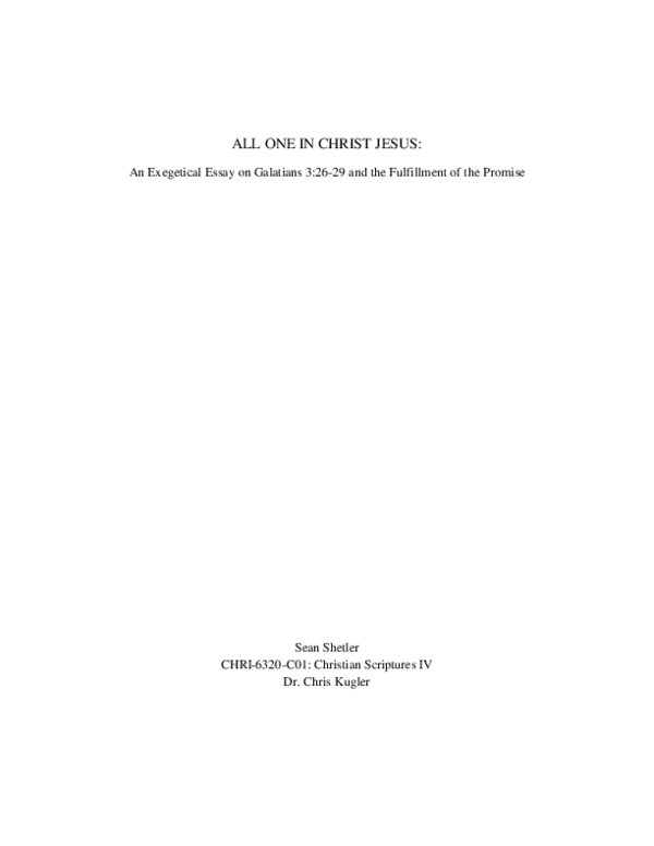(PDF) ALL ONE IN CHRIST JESUS: An Exegetical Essay on Galatians 3:26-29 ...