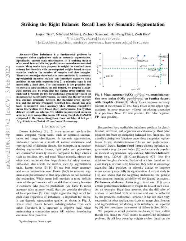 (PDF) Striking the Right Balance: Recall Loss for Semantic Segmentation