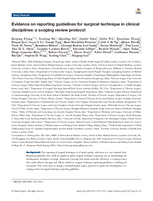 (PDF) Evidence on reporting guidelines for surgical technique in clinical disciplines: a scoping ...