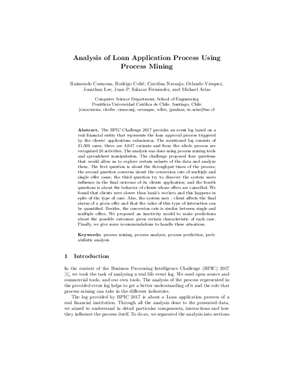 (PDF) Analysis of Loan Application Process Using Process Mining