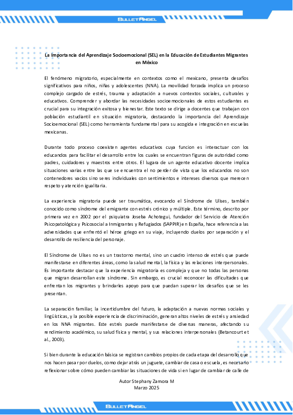 (PDF) La Importancia del Aprendizaje Socioemocional SEL PSZamora