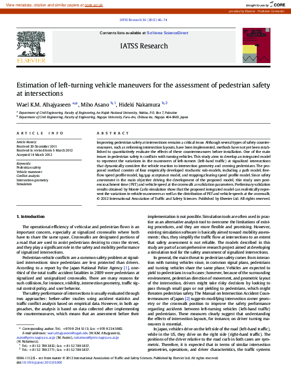 (PDF) Estimation of left-turning vehicle maneuvers for the assessment ...