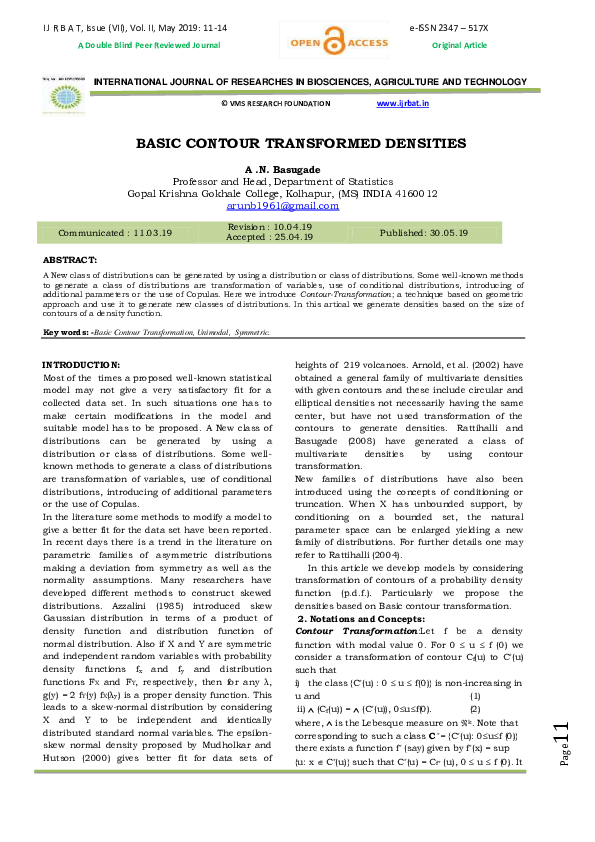 (PDF) Basic Contour Transformed Densities
