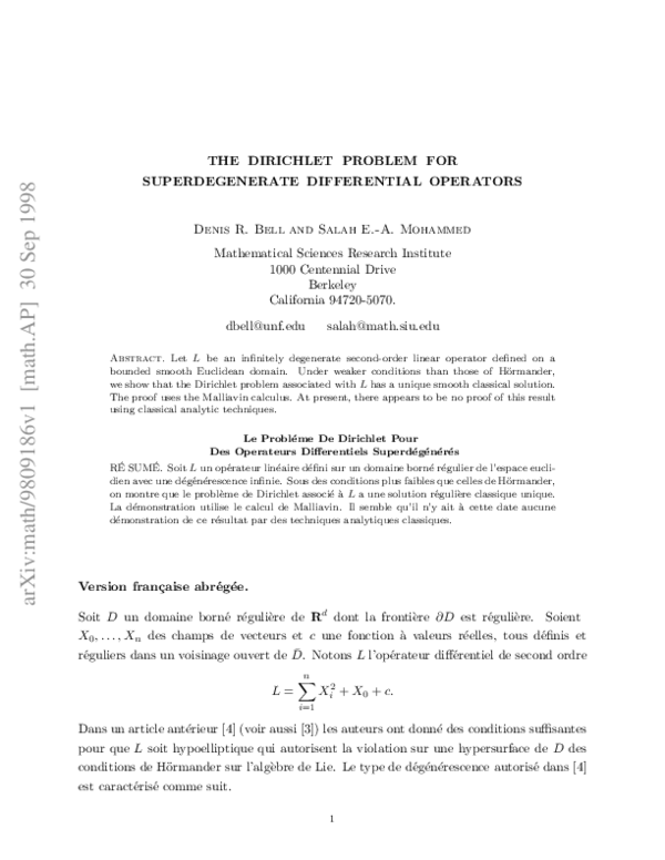 (PDF) The Dirichlet problem for superdegenerate differential operators