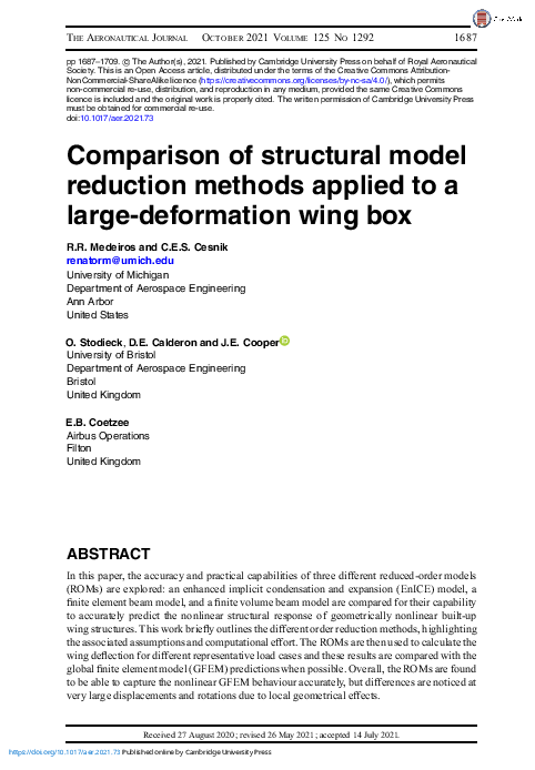 (PDF) Comparison of structural model reduction methods applied to a ...