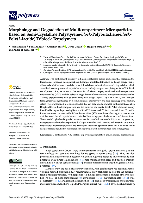 (PDF) Morphology and Degradation of Multicompartment Microparticles Based on Semi-Crystalline ...