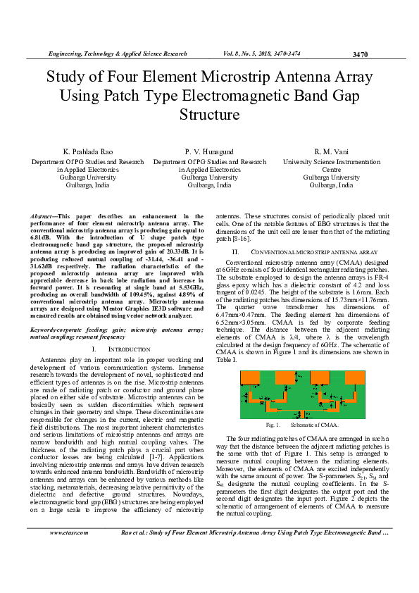 (PDF) Study of Four Element Microstrip Antenna Array Using Patch Type Electromagnetic Band Gap ...