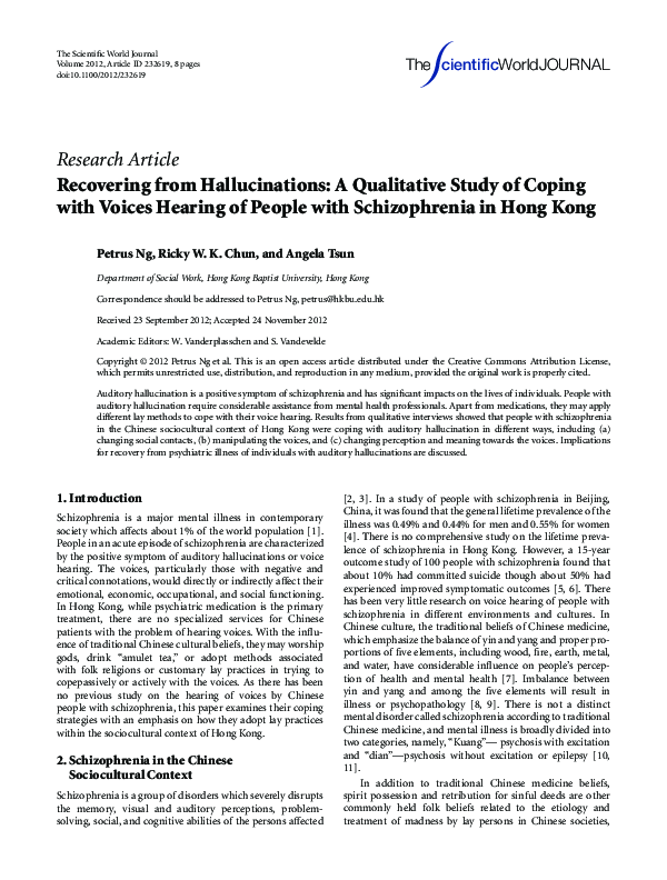 (PDF) Recovering from hallucinations: a qualitative study of coping ...
