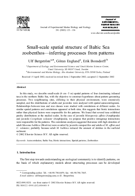 (PDF) Small-scale spatial structure of Baltic Sea zoobenthos—inferring ...
