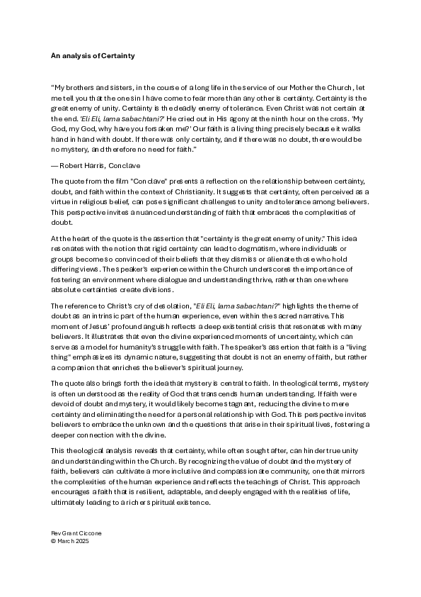 (PDF) A Reflection on Certainty