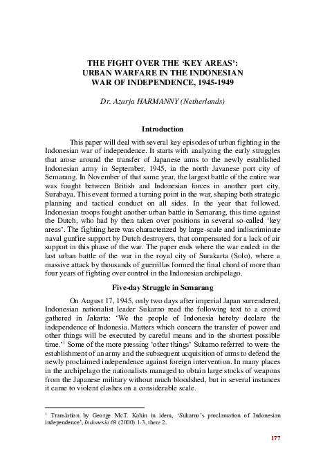 (PDF) The Fight over the 'Key Areas': Urban Warfare in the Indonesian ...