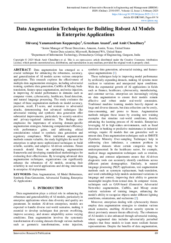 (PDF) Data Augmentation Techniques for Building Robust AI Models in Enterprise Applications