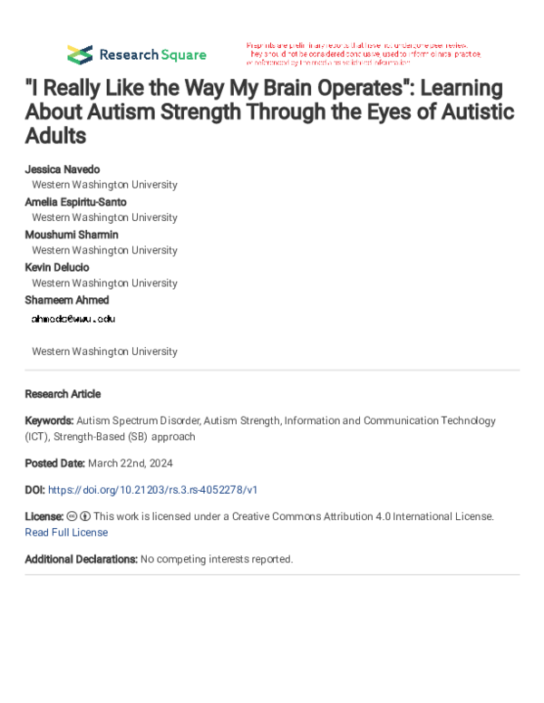(PDF) I Really Like the Way My Brain Operates": Learning About Autism ...