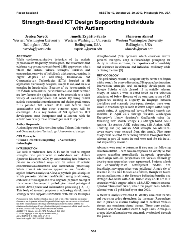 (PDF) Strength-Based ICT Design Supporting Individuals with Autism