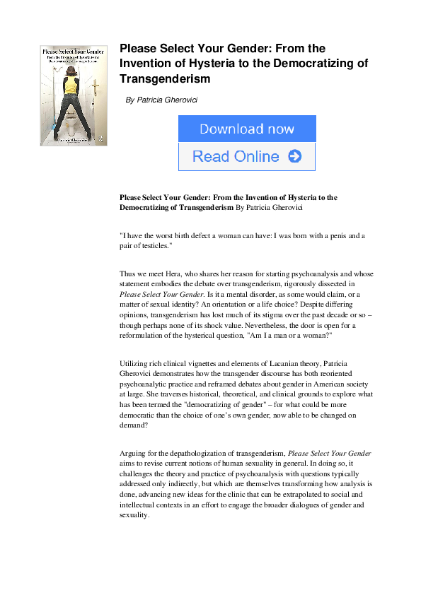 (PDF) Please Select Your Gender: From the Invention of Hysteria to the ...