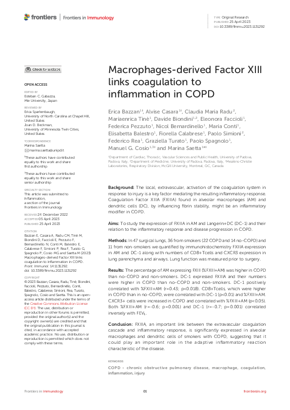 (PDF) Macrophages-derived Factor XIII links coagulation to inflammation ...