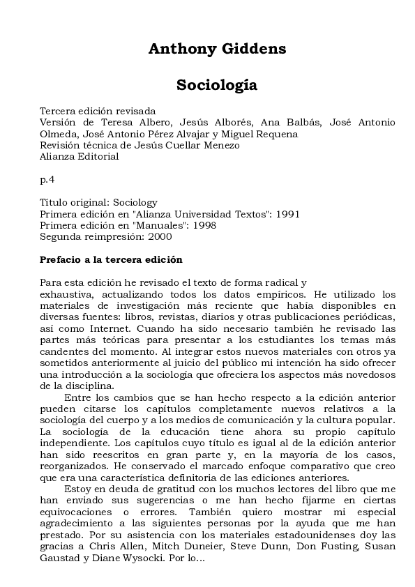 (PDF) ANTHONY GIDDENS. SOCIOLOGIA.