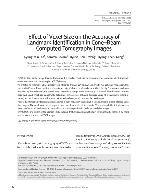 (PDF) Effect of Voxel Size on the Accuracy of Landmark Identification in Cone-Beam Computed ...