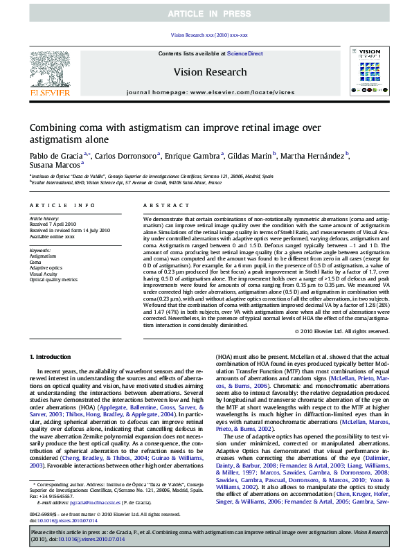 (PDF) Combining coma with astigmatism can improve retinal image over ...