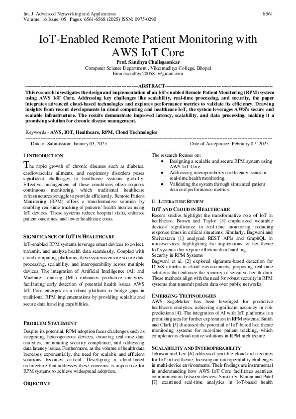(PDF) IoT-Enabled Remote Patient Monitoring with AWS IoT Core