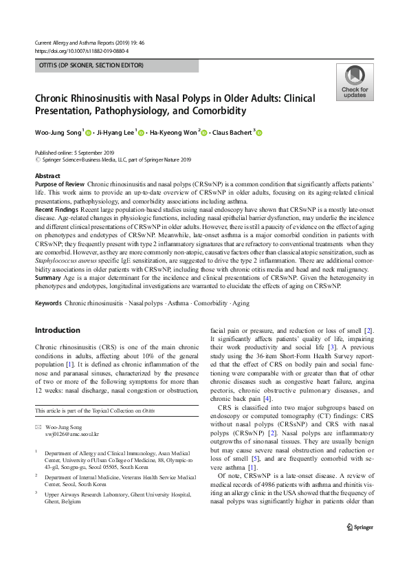 (PDF) Chronic Rhinosinusitis with Nasal Polyps in Older Adults: Clinical Presentation ...