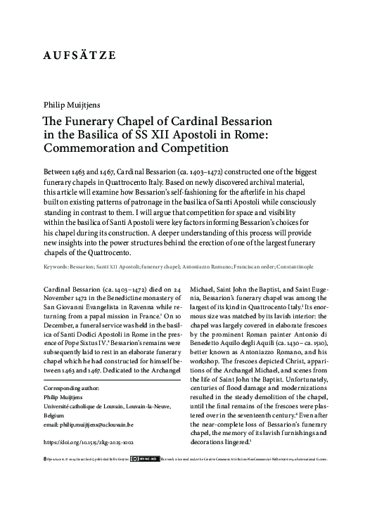 (PDF) The Funerary Chapel of Cardinal Bessarion in the Basilica of SS ...