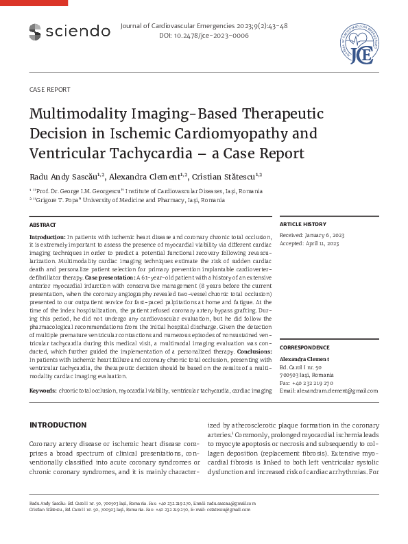 (PDF) Multimodality Imaging-Based Therapeutic Decision in Ischemic ...