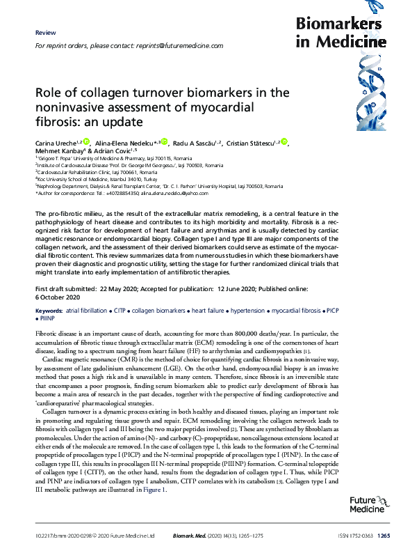 (PDF) Role of collagen turnover biomarkers in the noninvasive ...