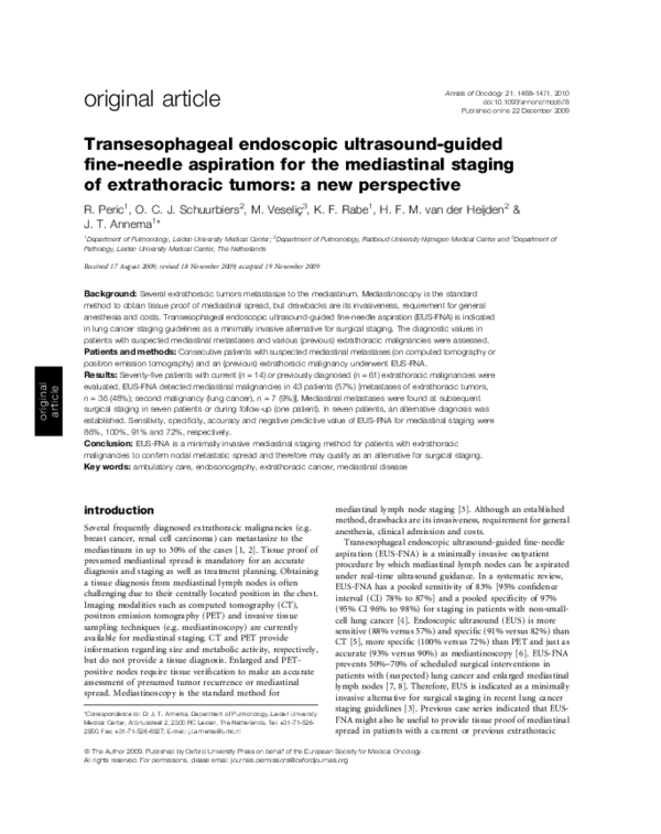 (PDF) Transesophageal endoscopic ultrasound-guided fine-needle aspiration for the mediastinal ...