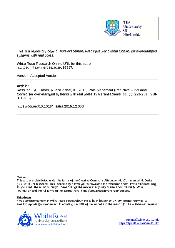 (PDF) Pole-placement Predictive Functional Control for over-damped ...